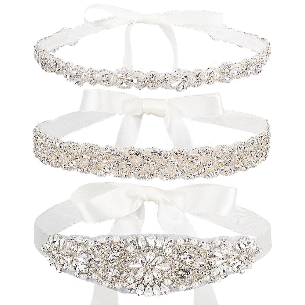 3Pcs 3 Style Rhinestone Wedding Bridal Belt for Dress Costume ...