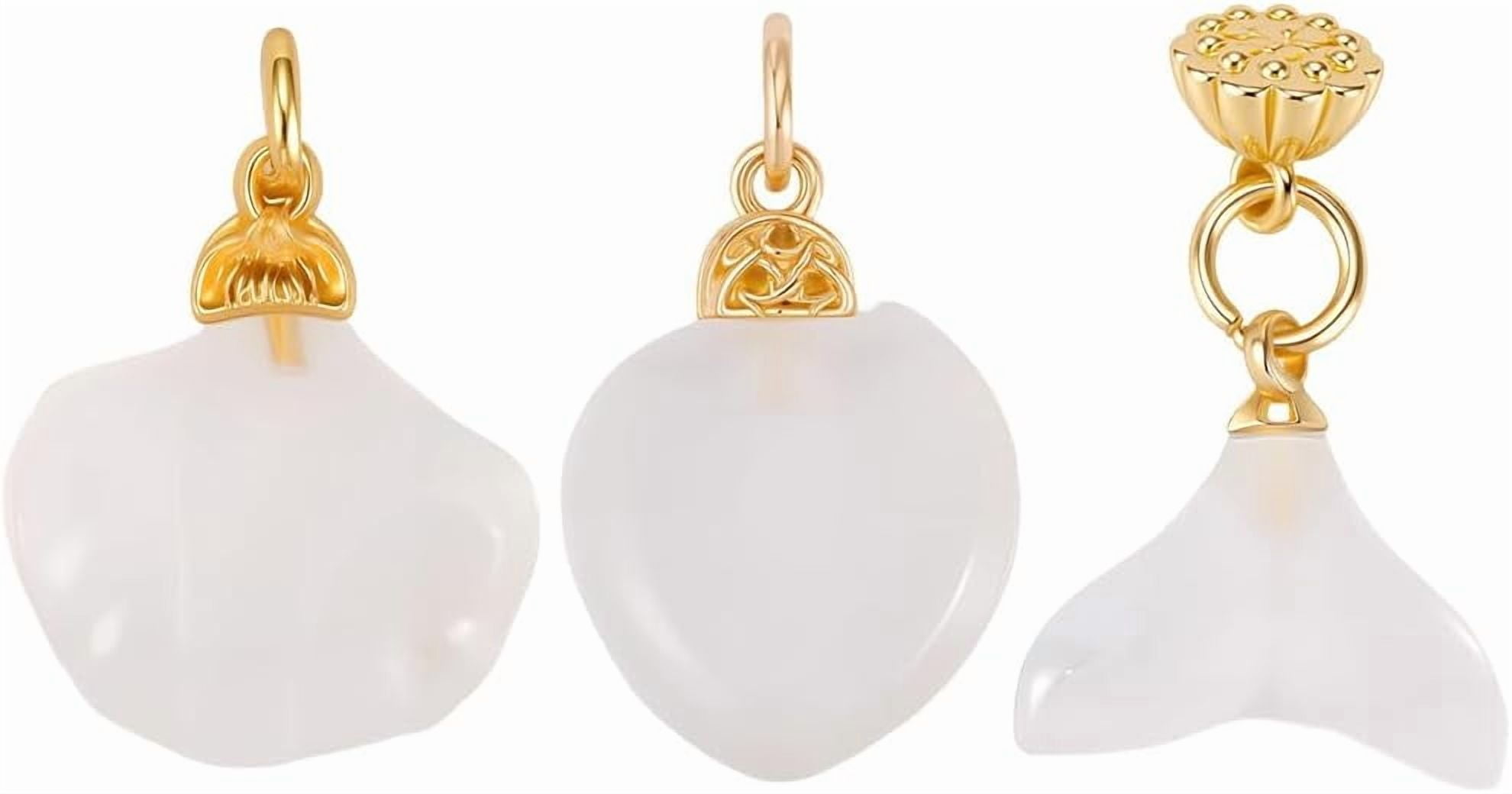 3Pcs 3 Styles Agate Stone Charms Nature White Stone Shell Fishtail ...