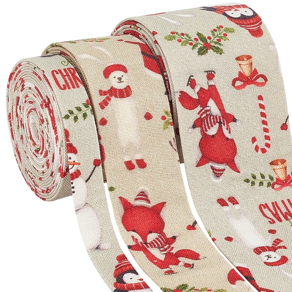 3Pcs 3 Styles Christmas Theme Polyester Ribbons Jacquard Ribbon ...