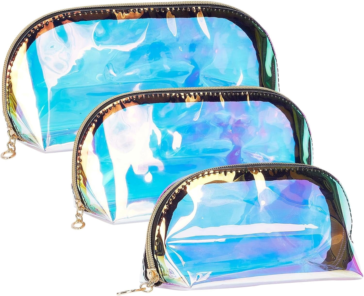 3Pcs 3 Styles Holographic Makeup Bag Clear Cosmetic Pouchr Laser ...