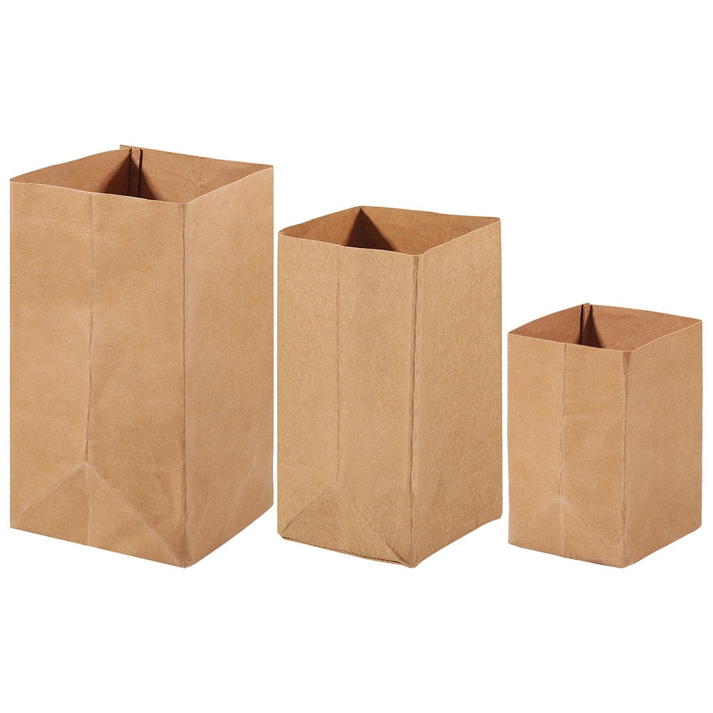 3Pcs 3 Styles Kraft Paper Washable Storage Bags Rectangle BurlyWood 15. ...