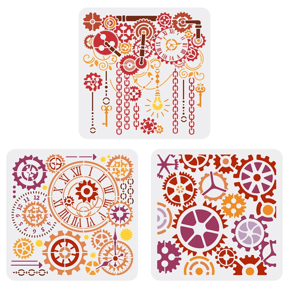 3Pcs 3 Styles PET Hollow Out Drawing Painting Stencils for DIY ...