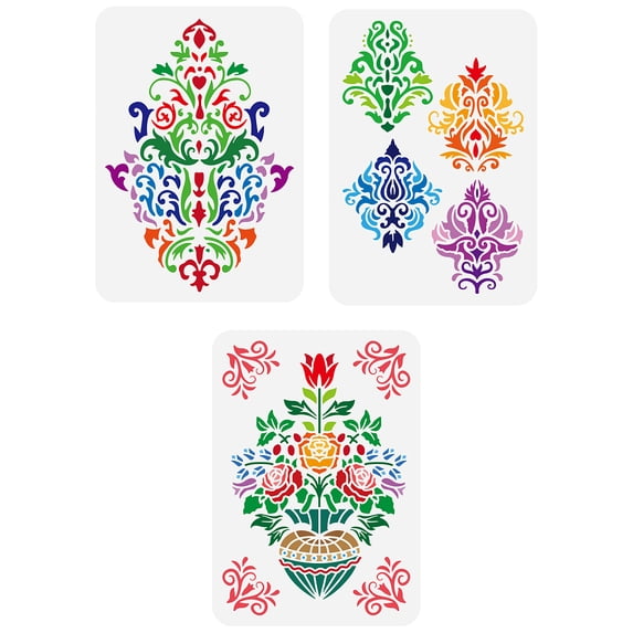 3Pcs 3 Styles PET Hollow Out Drawing Painting Stencils for DIY ...