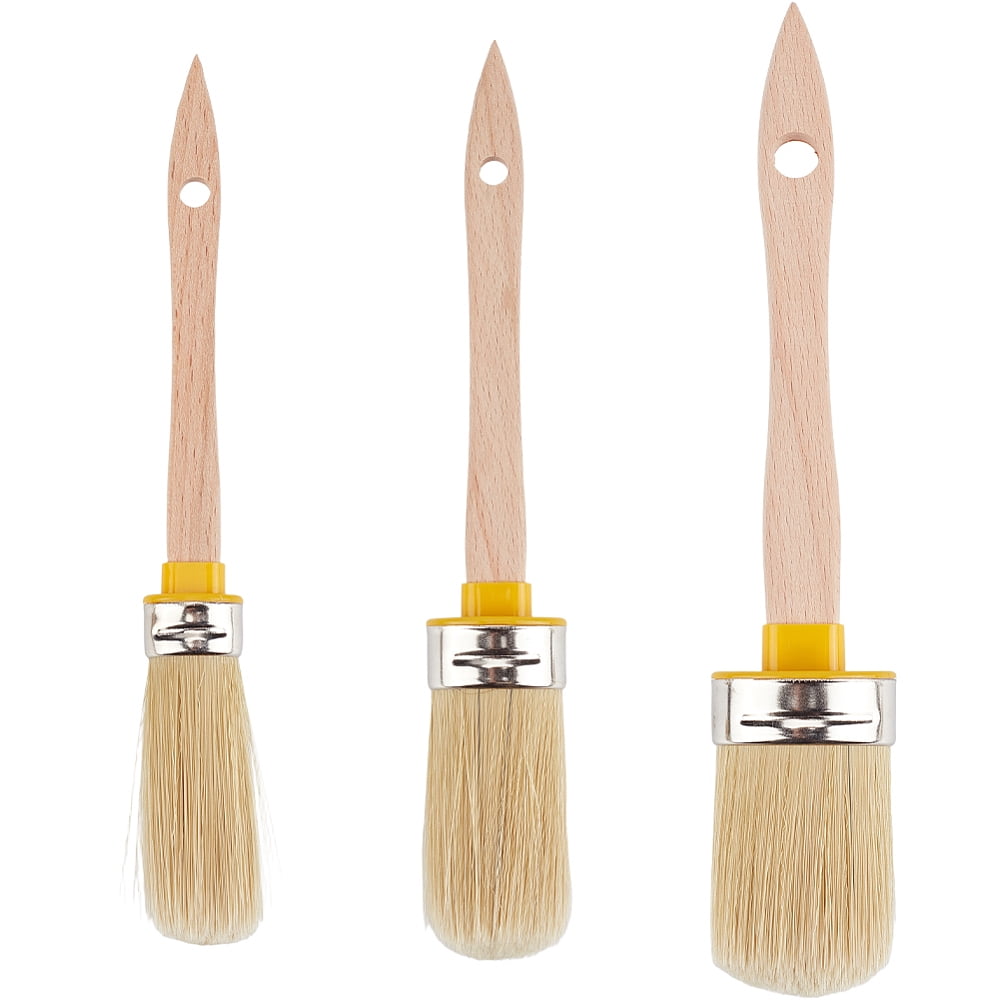 3Pcs 3 Styles PET Paint Brush with Wood Handle Mixed Color 170~211x19 ...