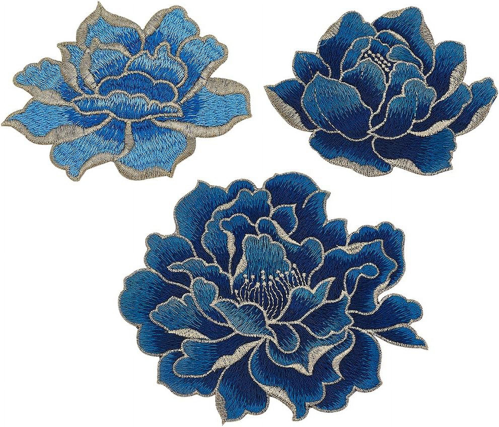 3Pcs 3 Styles Sew on Peony Floral Patches Embroidered Flower Appliques Fabric - Walmart.com
