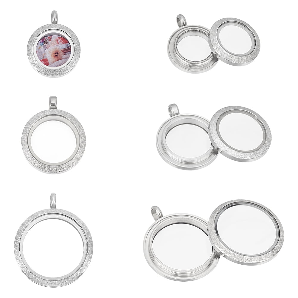 3Pcs 3 Styles Stainless Steel Glass Photo Living Memory Floating Locket ...