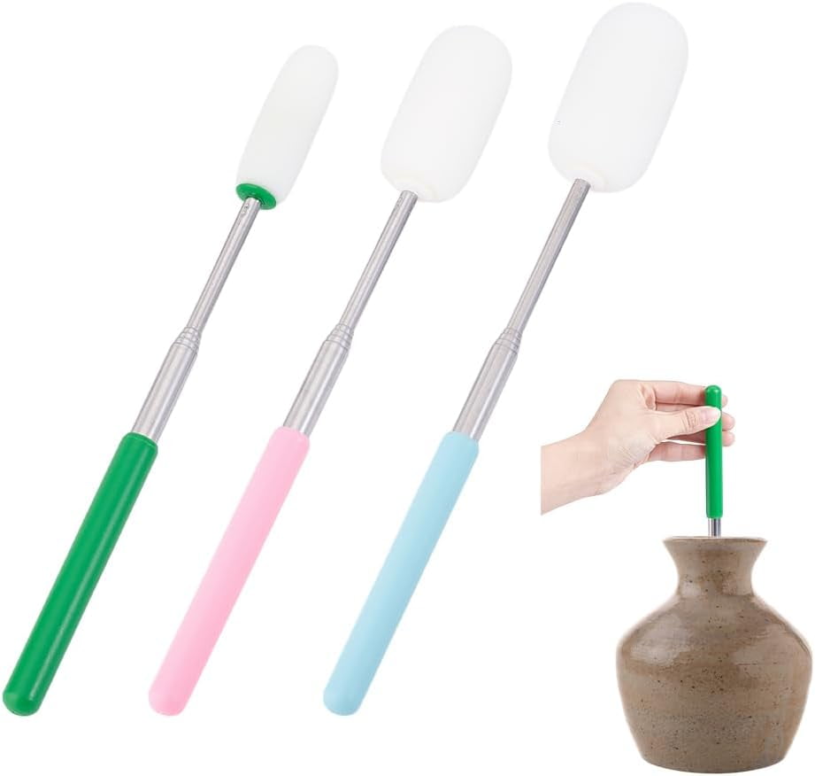 3Pcs 3 Styles Telescoping Sponge Stick Retractable Pottery Sponge Stick ...