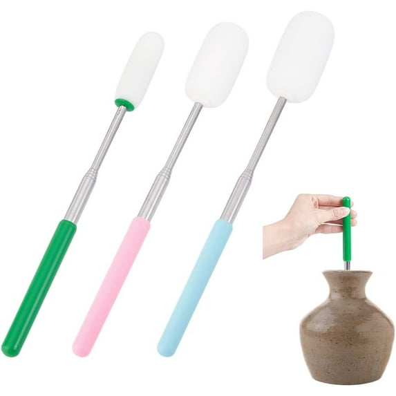 3Pcs 3 Styles Telescoping Sponge Stick Retractable Pottery Sponge Stick ...