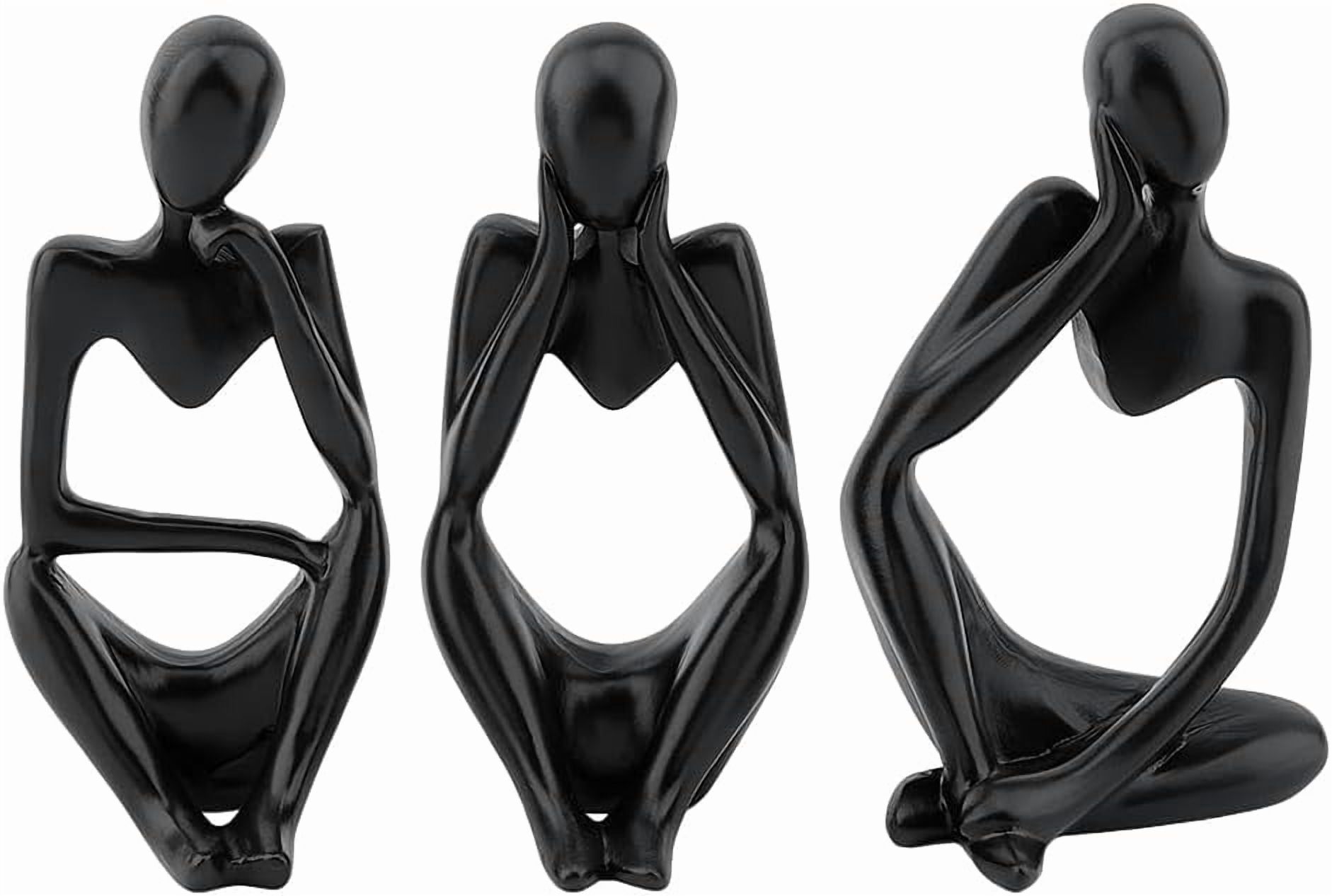 3Pcs 3 Styles Thinker Statues Black Decor Accents Set Bookshelf Desk ...