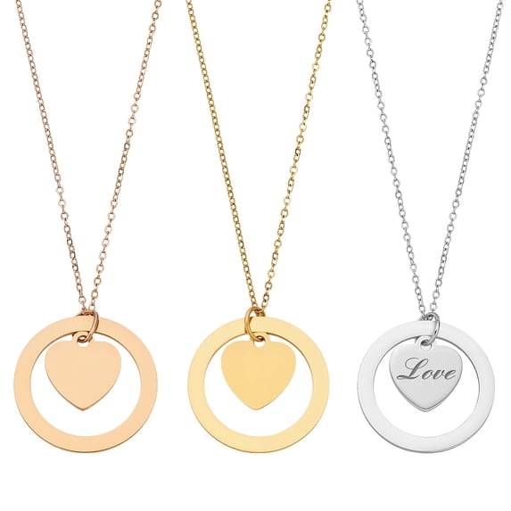 3Pcs 304 Engravable Stainless Steel Pendant Necklace 3 Colors Stainless ...