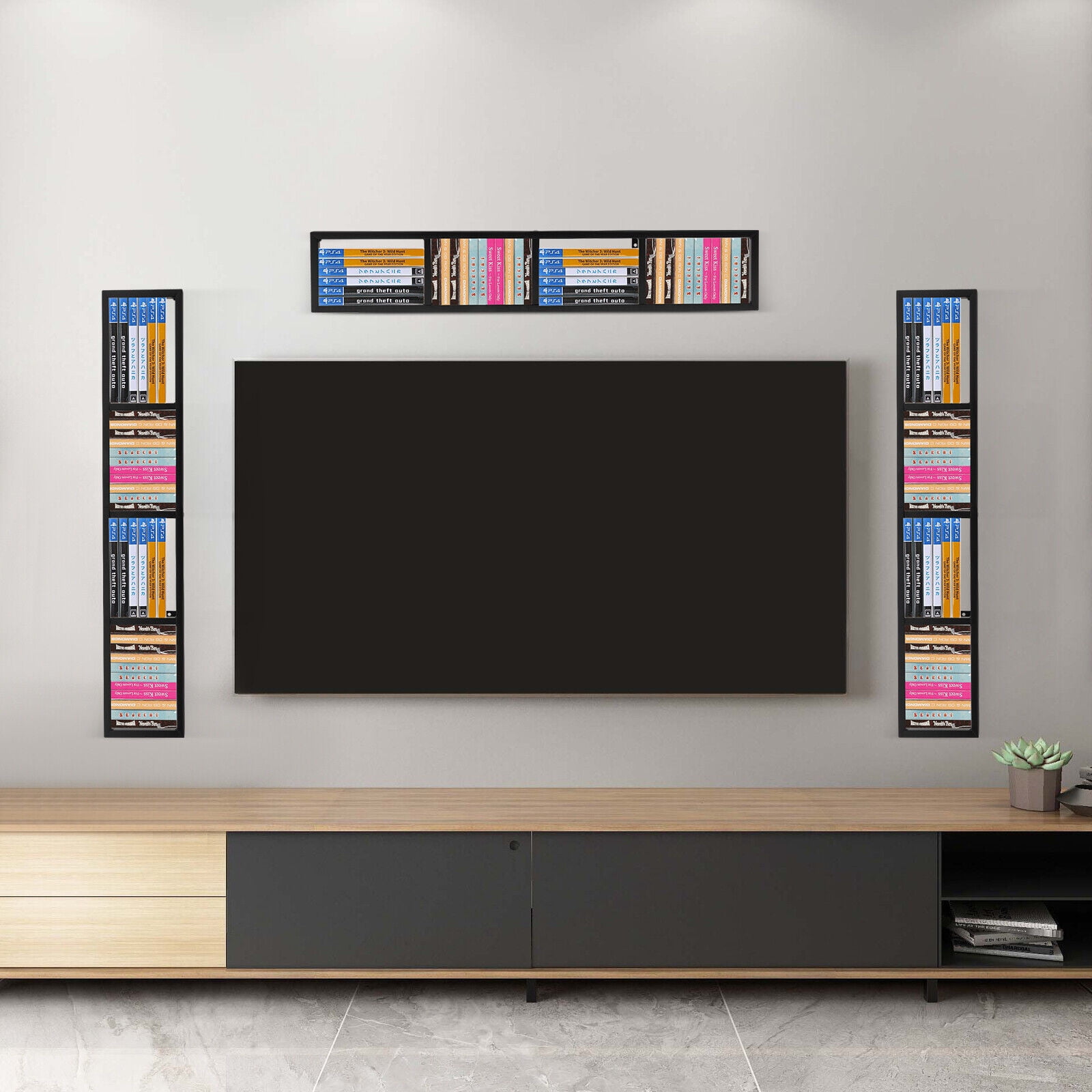 3Pcs 34" Modern Wall Mount CD DVD Media Rack Storage Shelf Organizer ...