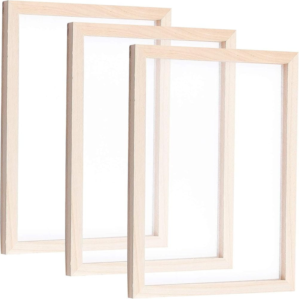 3Pcs 34x25x1.2cm Rectangle Burly Wood Paper Making Mould Frame Screen ...