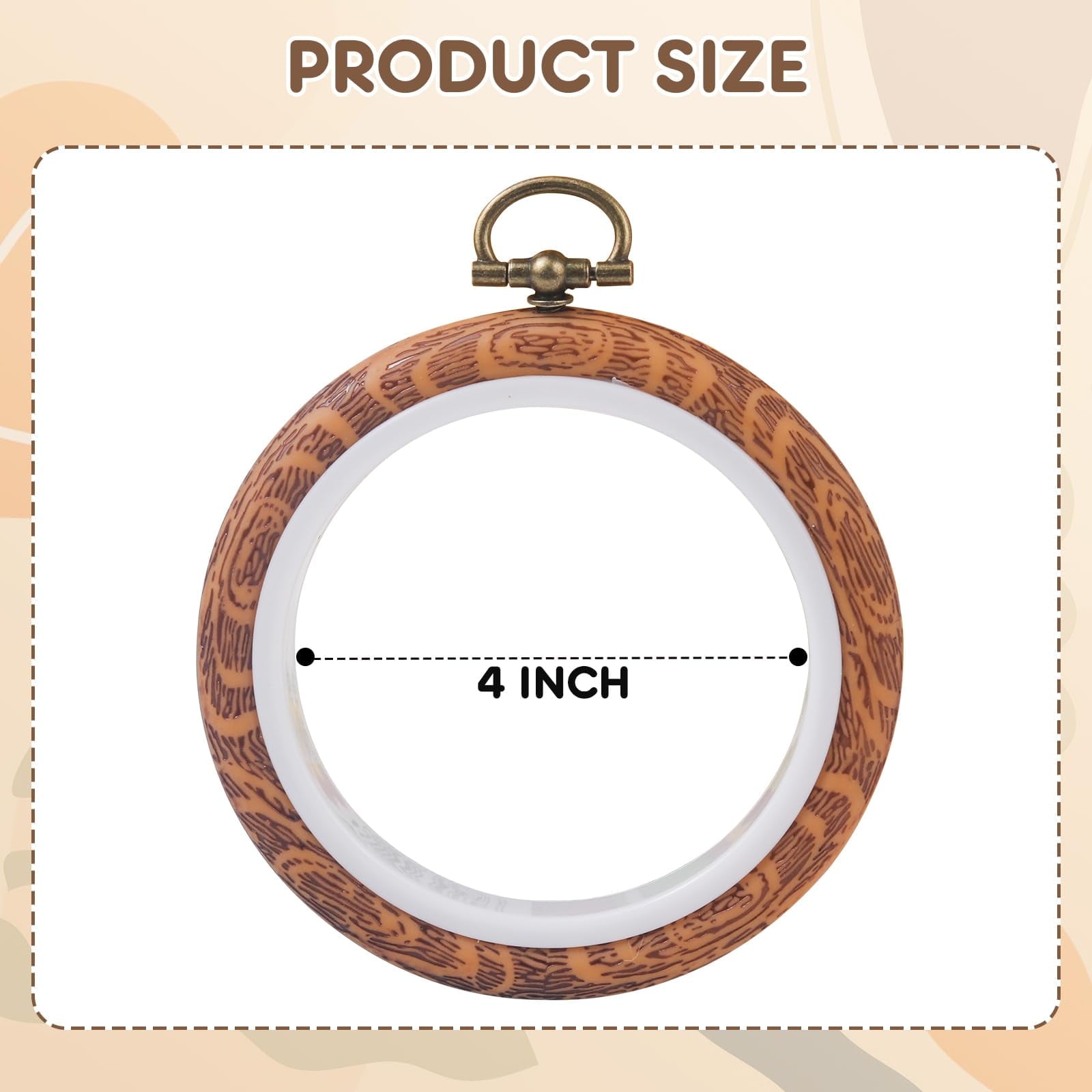 3Pcs 4Inch Round Embroidery Hoops Set-Decorative Cross Stitch Hoop Ring ...