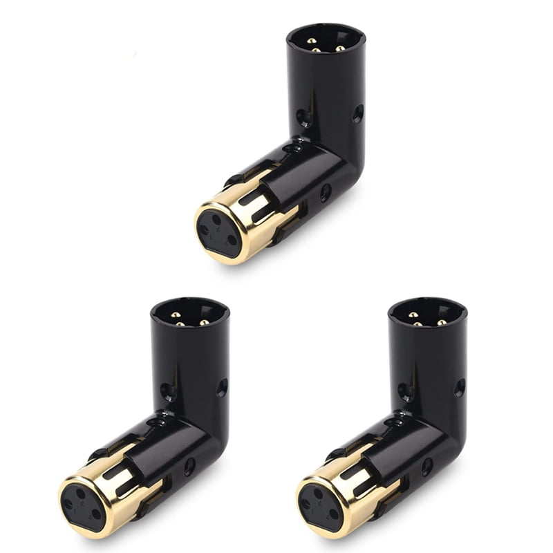 3Pcs 3Pin XLR Angle Adapter Adjustable Male to Female Right Angle XLR Adapter XLR 90 Degree ...