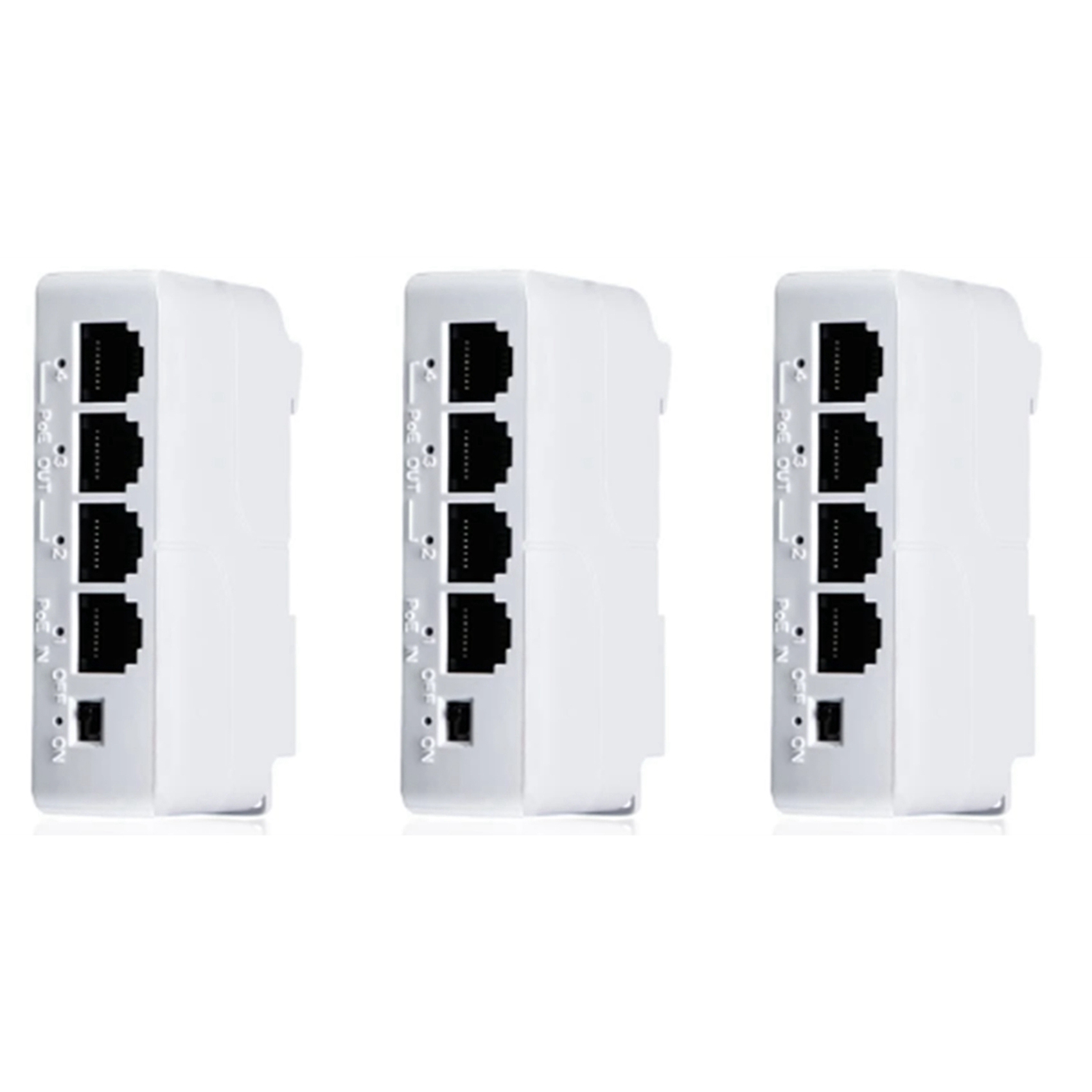 3Pcs 4 Ports 1 to 3 Port PoE Extender Passive Cascadable IEEE802.3Af ...