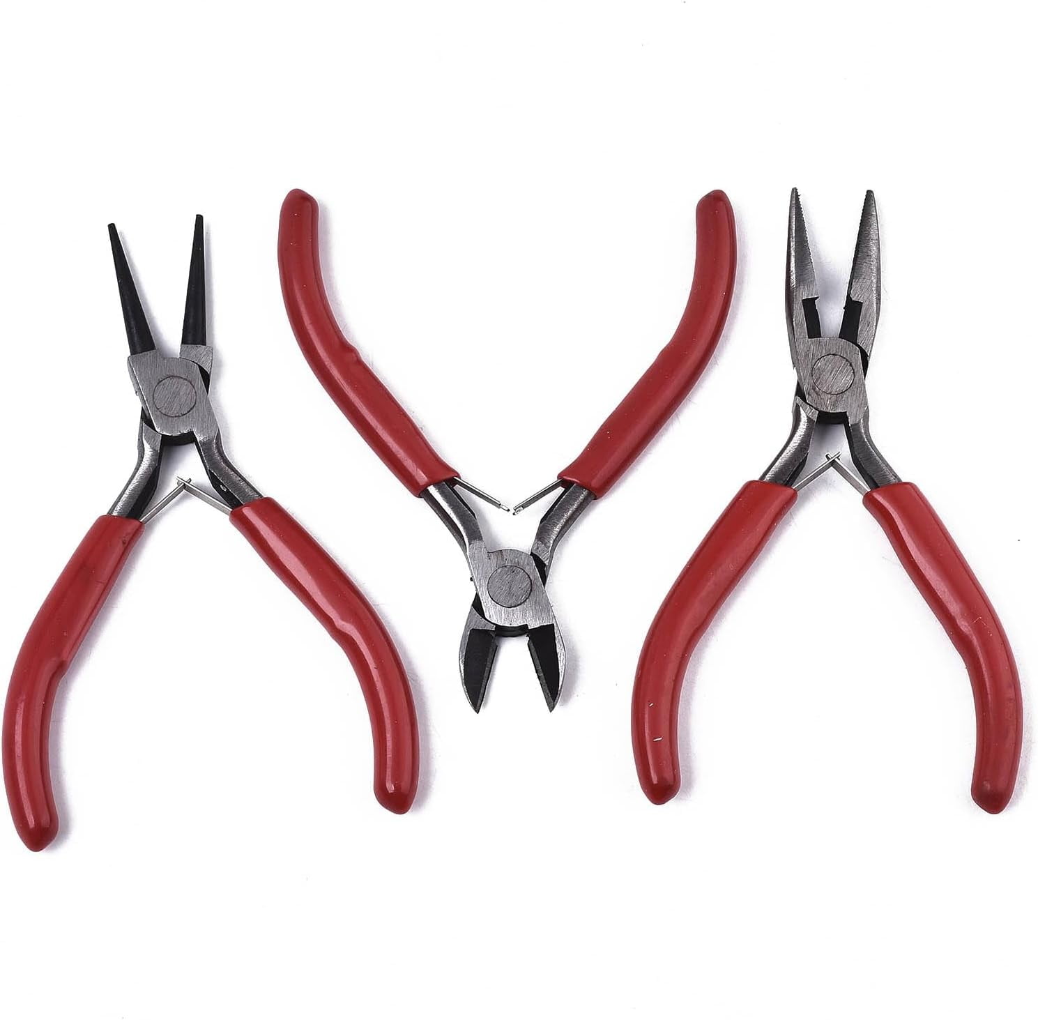 3Pcs 45# Steel Jewelry Plier Sets Red Craft Pliers including Wire ...