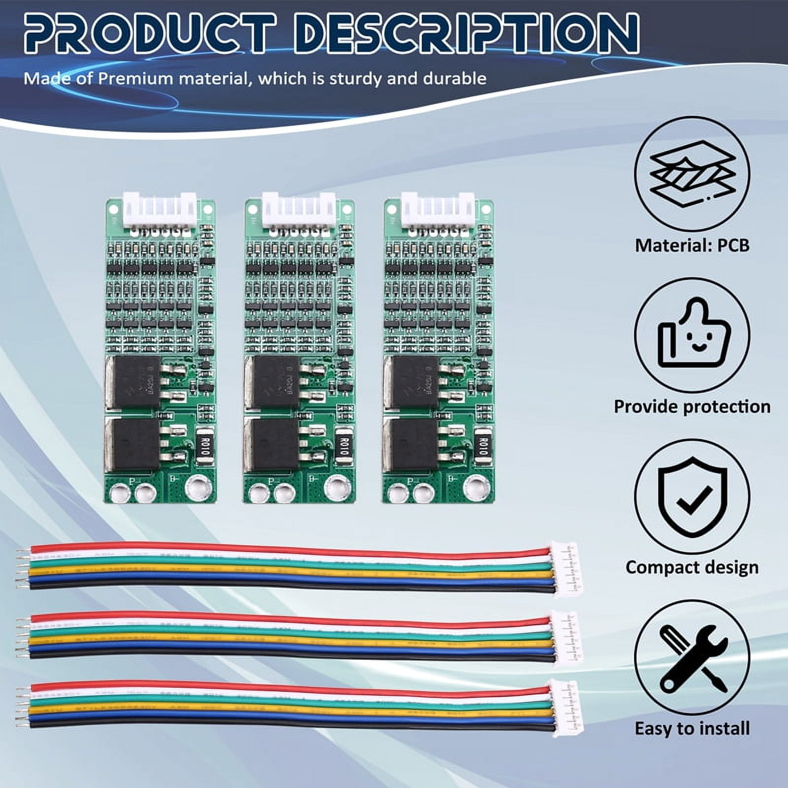 3Pcs 5S 16V 18.5V 15A Li-Ion Lithium Battery Protection Board with Overcharge Overdischarge ...