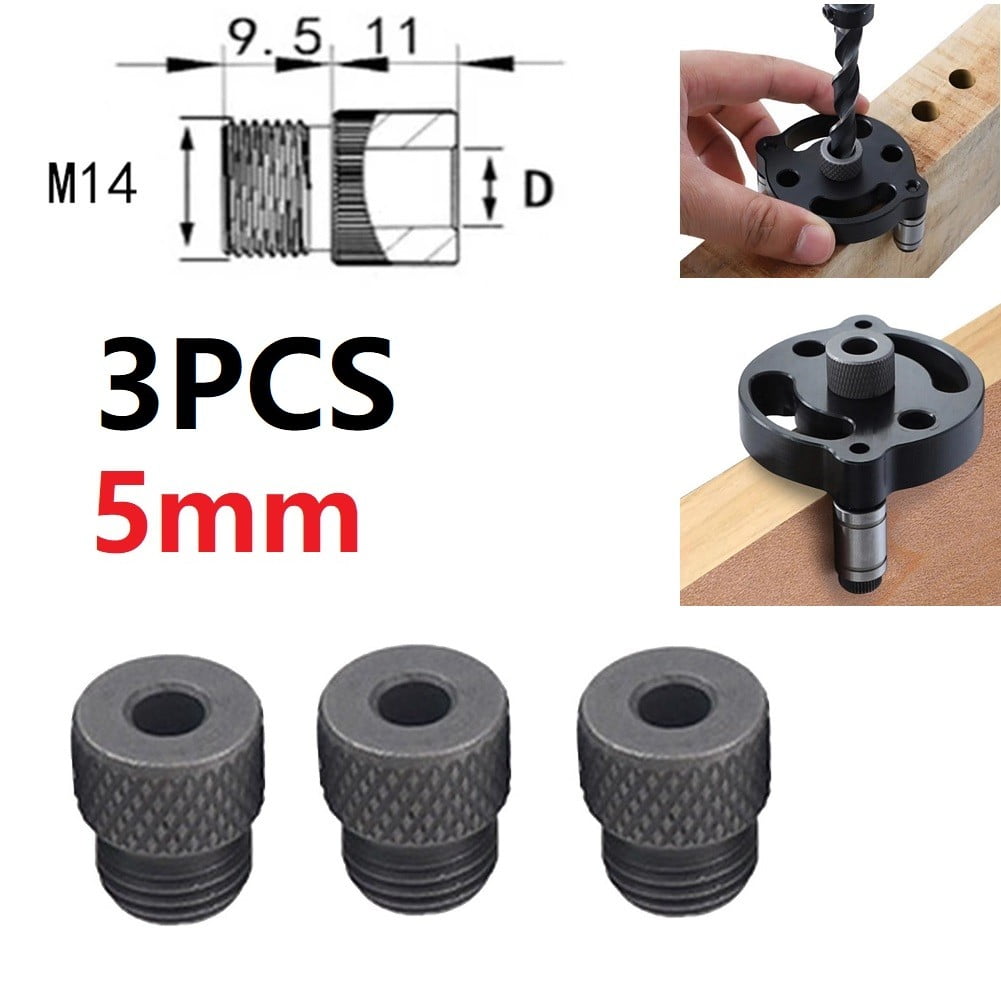 3PCS 5mm Drill Chuck Adapter Drill Sleeve Bushing HCS M14 Dowelling Jig ...