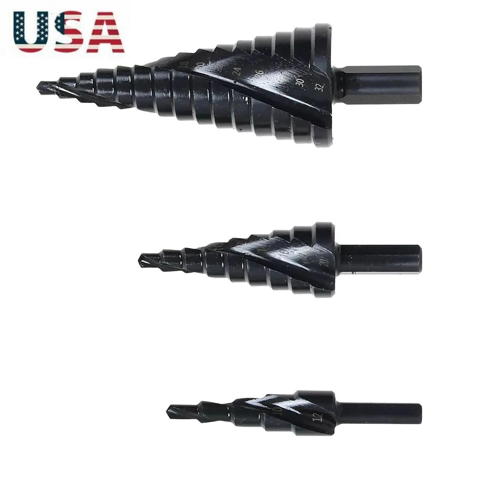 3Pcs 6/8/10Mm Shank Hss Step Drill Bit Set Large Cone Titanium Bit Set ...