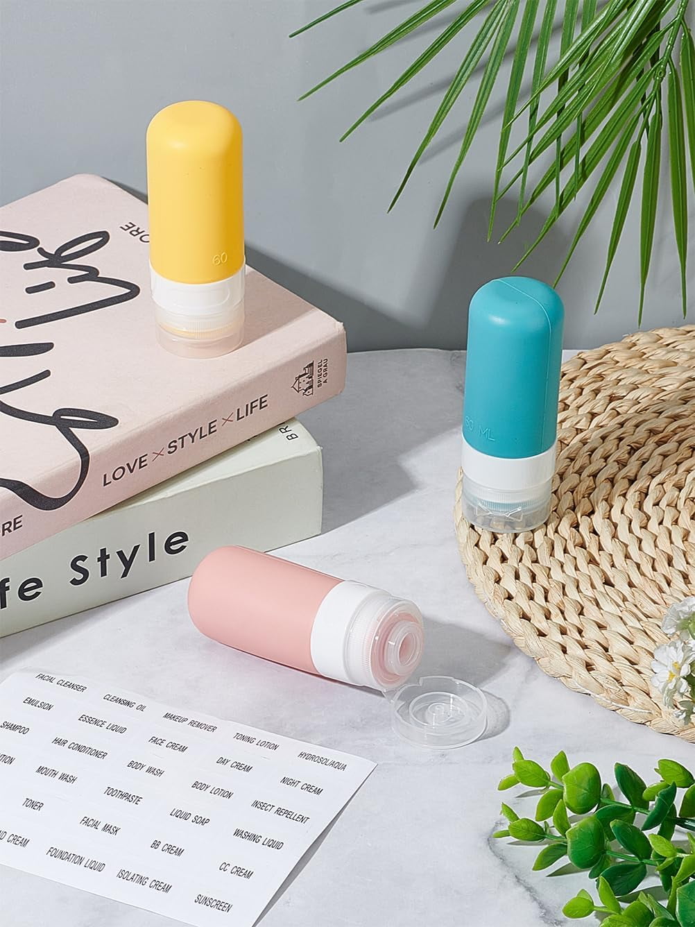 3Pcs 60ml Silicone Flip Top Cap Bottles Mixed Color Fine Mist Atomizer ...