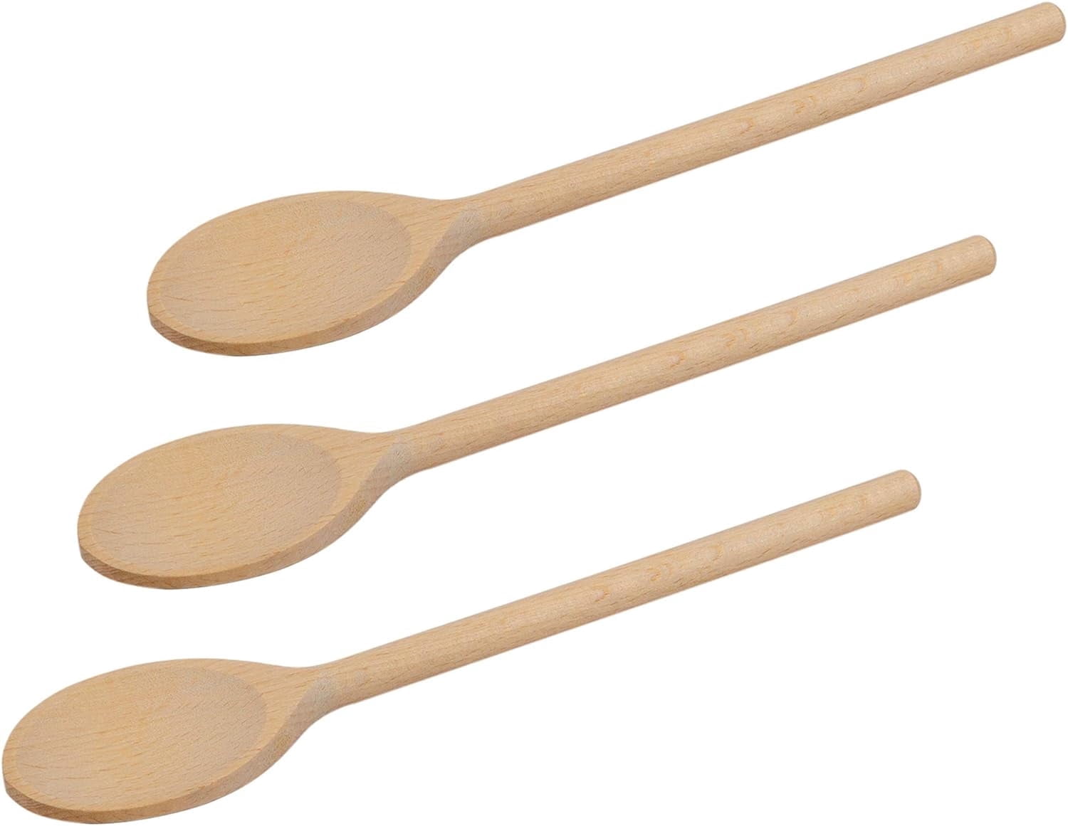 3Pcs 10 Inch Long Wooden Spoons for Cooking - Oval Wood Mixing Spoons ...