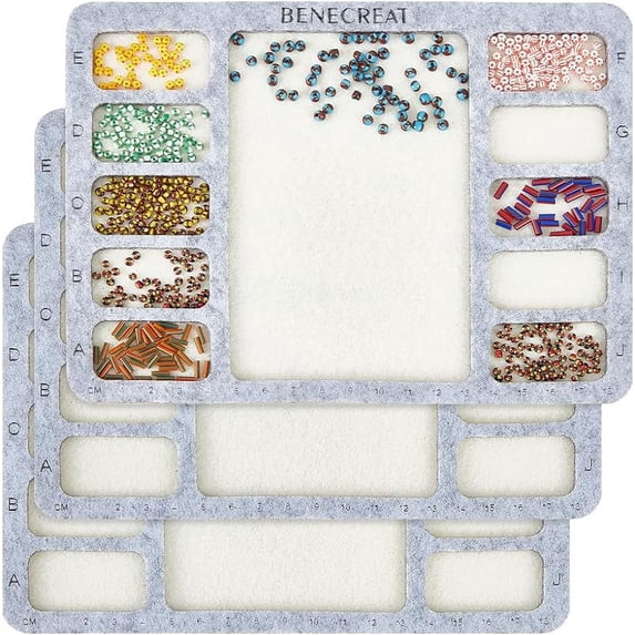 3Pcs 7.8x5.9inch Hard Back Bead Tray with A-J Grids Wood Covered with ...