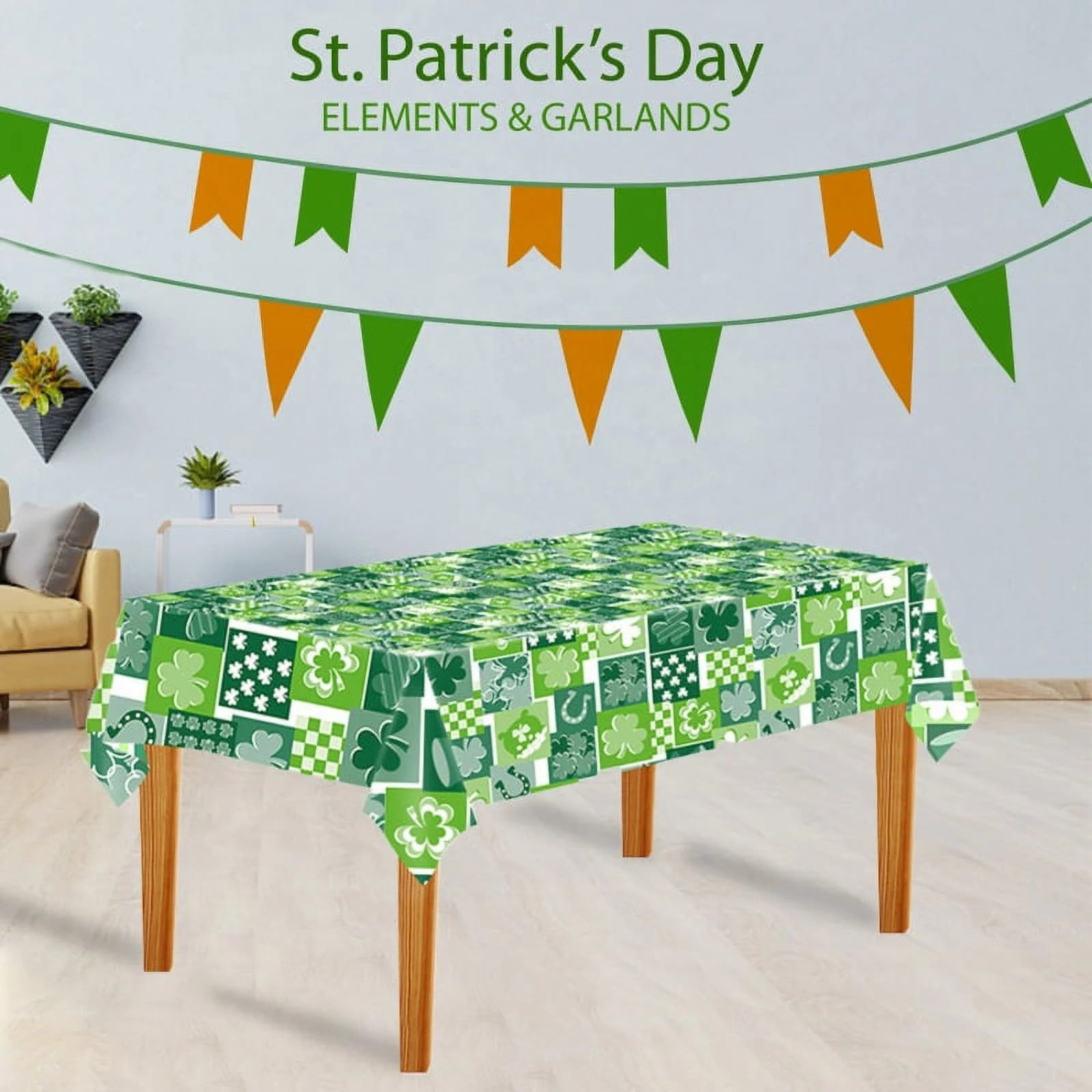 3Pcs 70*54" St. Patrick's Day Clover Tablecloth, St. Patrick's Day ...