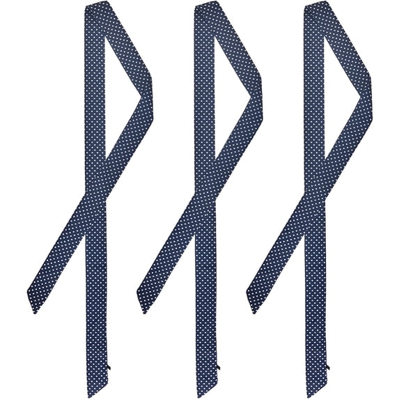 3Pcs 75.2 Inch Polka Dot Skinny Silk Scarf Blue 1950s Retro Neck Long ...