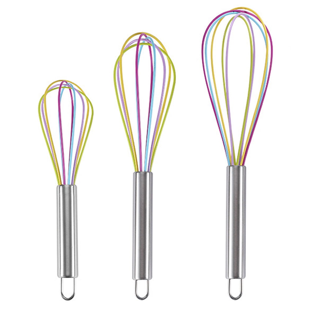 3Pcs 8+10+12Inch Silicone Whisk,Non Stick Kitchen Whisks for Cooking ...