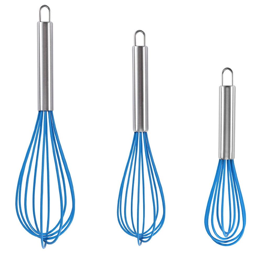 3Pcs 8+10+12Inch Silicone Whisk,Non Stick Kitchen Whisks for Cooking ...