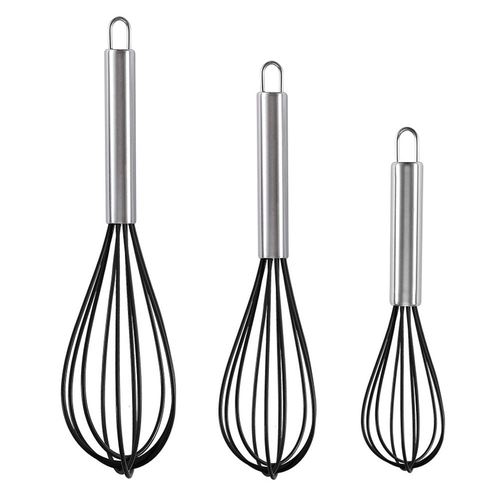 3Pcs 8+10+12Inch Silicone Whisk,Non Stick Kitchen Whisks for Cooking ...