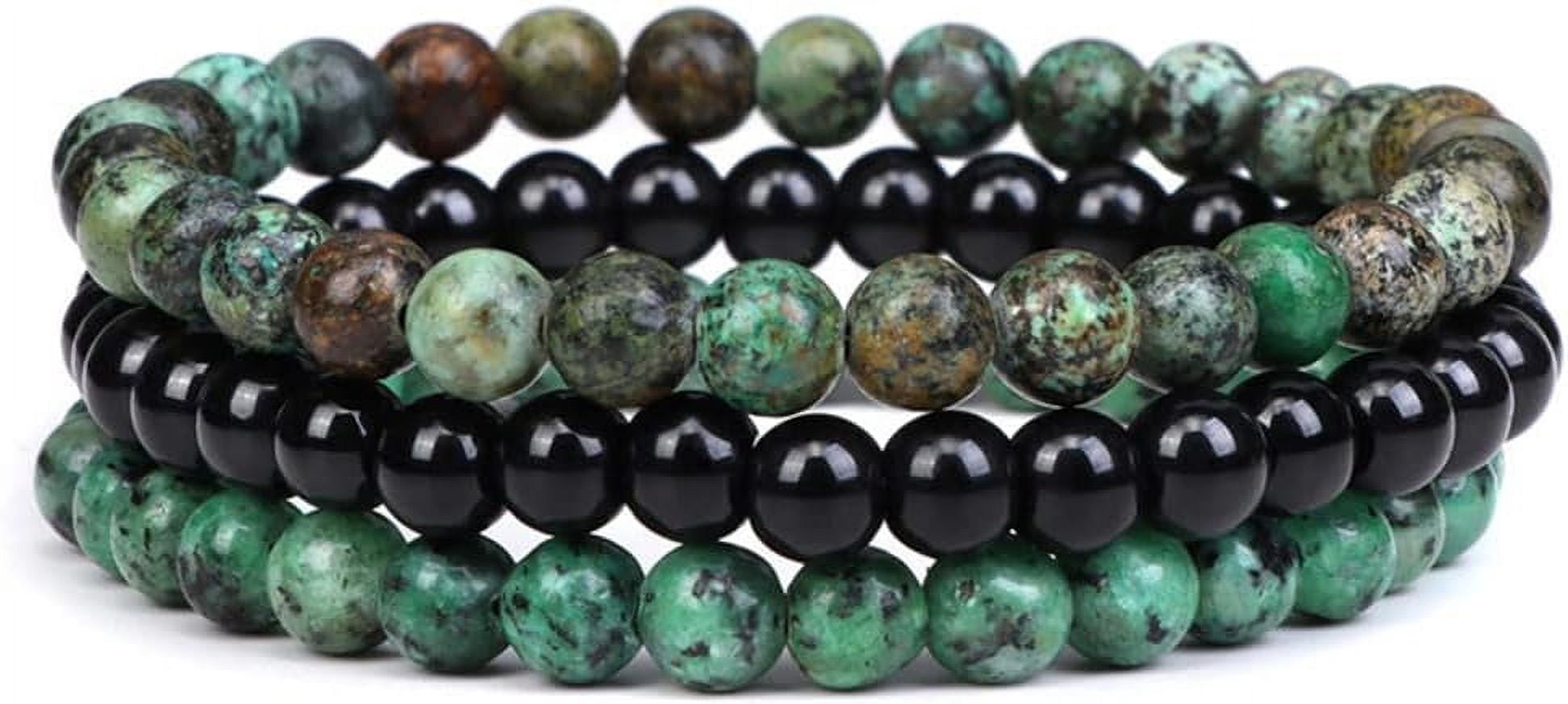 3Pcs 8Mm Natural Semi-Precious Gemstones Beaded Bracelets For Women Men ...