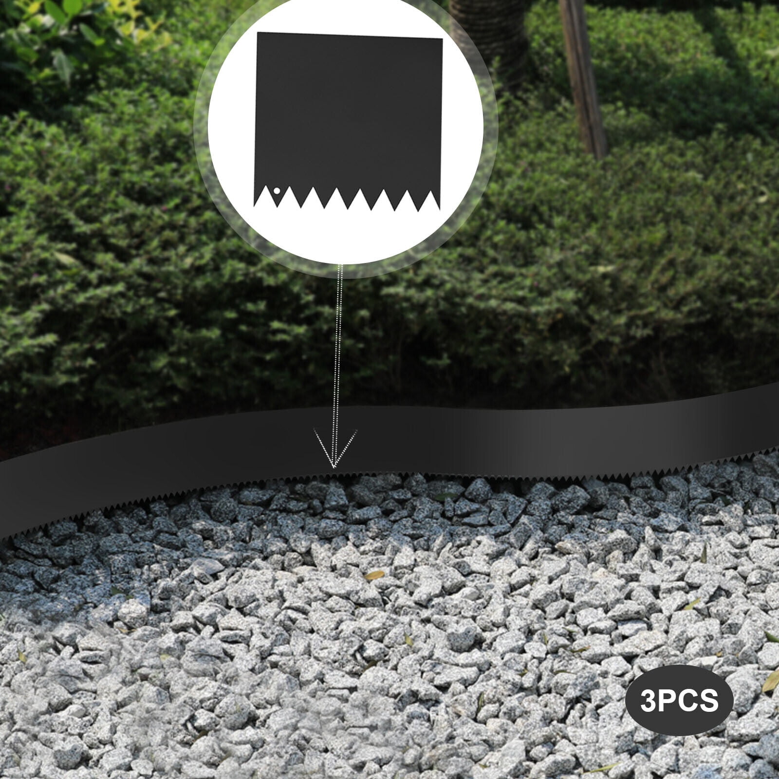 3Pcs 9.7ft Metal Landscape Edging Steel Lawn Edging Black Outdoor Yard ...