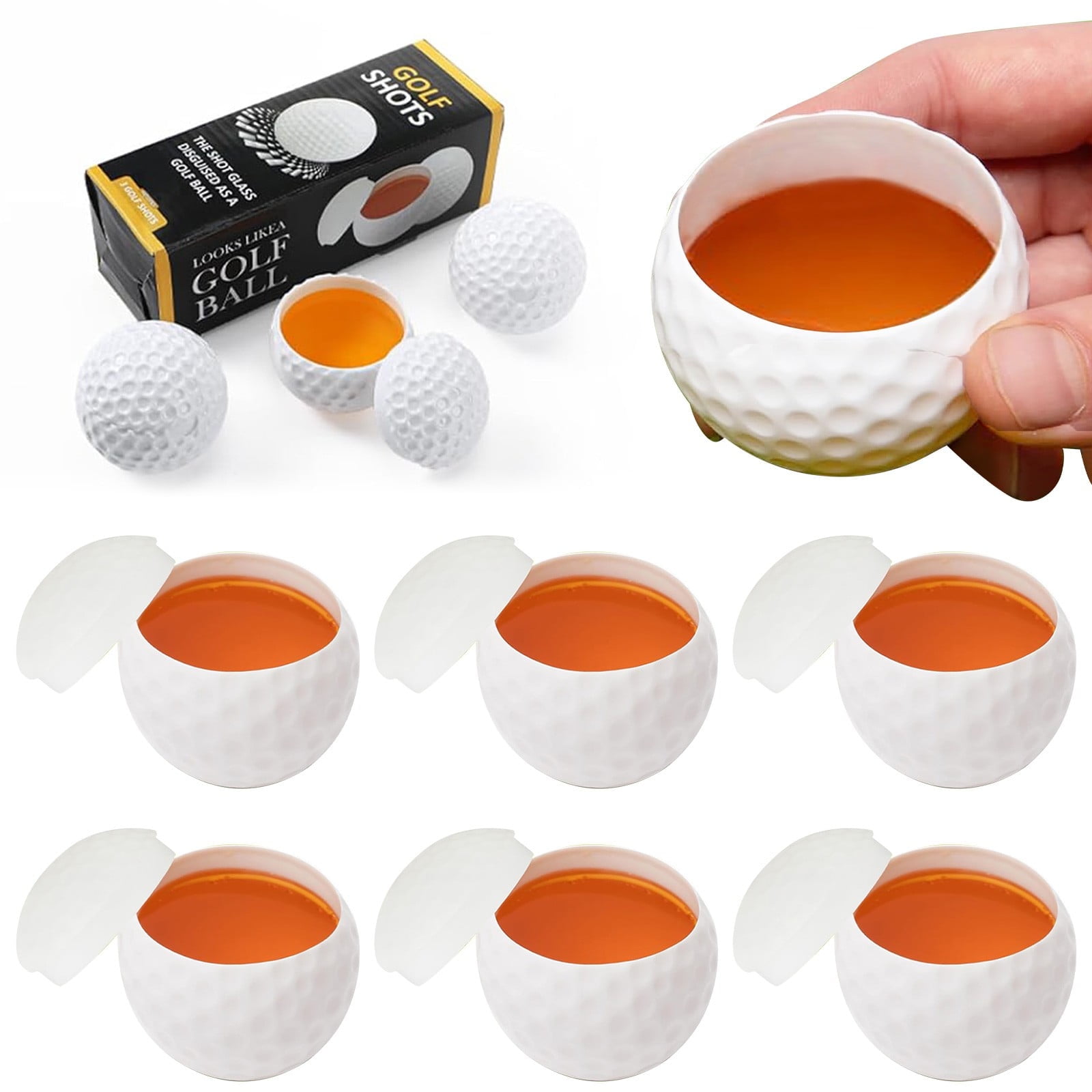 3Pcs A Set Golf Shots Plastic Golf Shot Glass With Lid Golf Ball Shaped ...