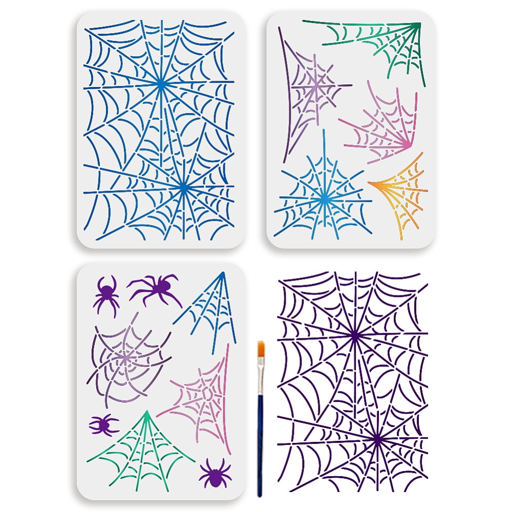 3Pcs A4 Spider Painting Stencil Spider Web Template 11.7x8.3inch Theme ...