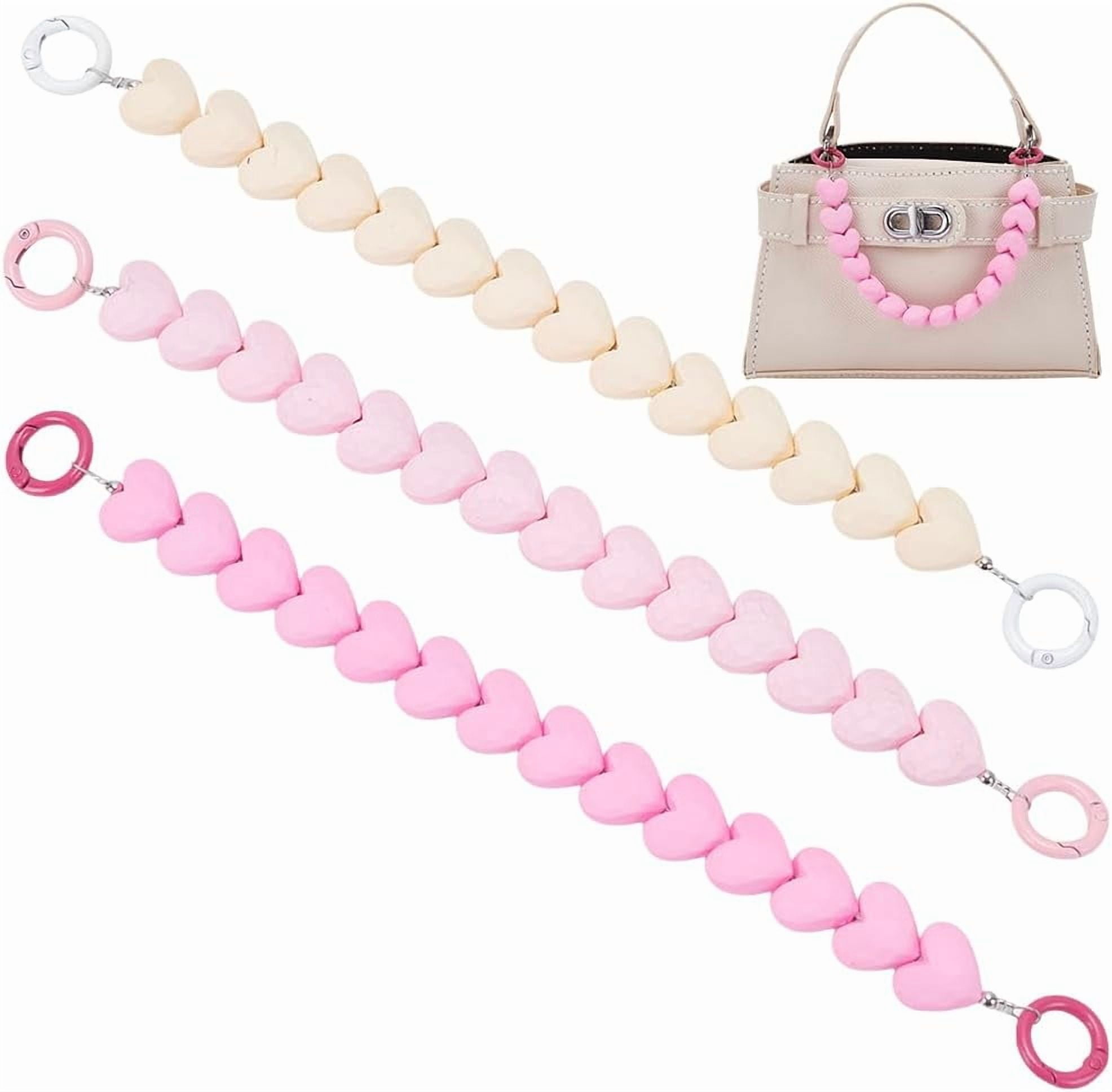 3Pcs Acrylic Heart Beads Hand Chains 3 Colors Extender Chain Gold Pink ...