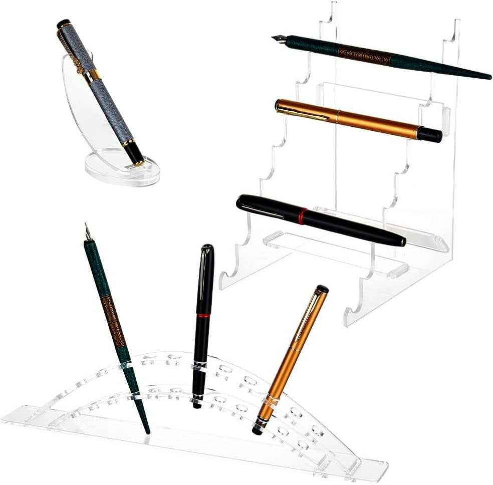 3Pcs Acrylic Pen Holder Display Stand 3Styles Clear Fountain Pen Holder ...