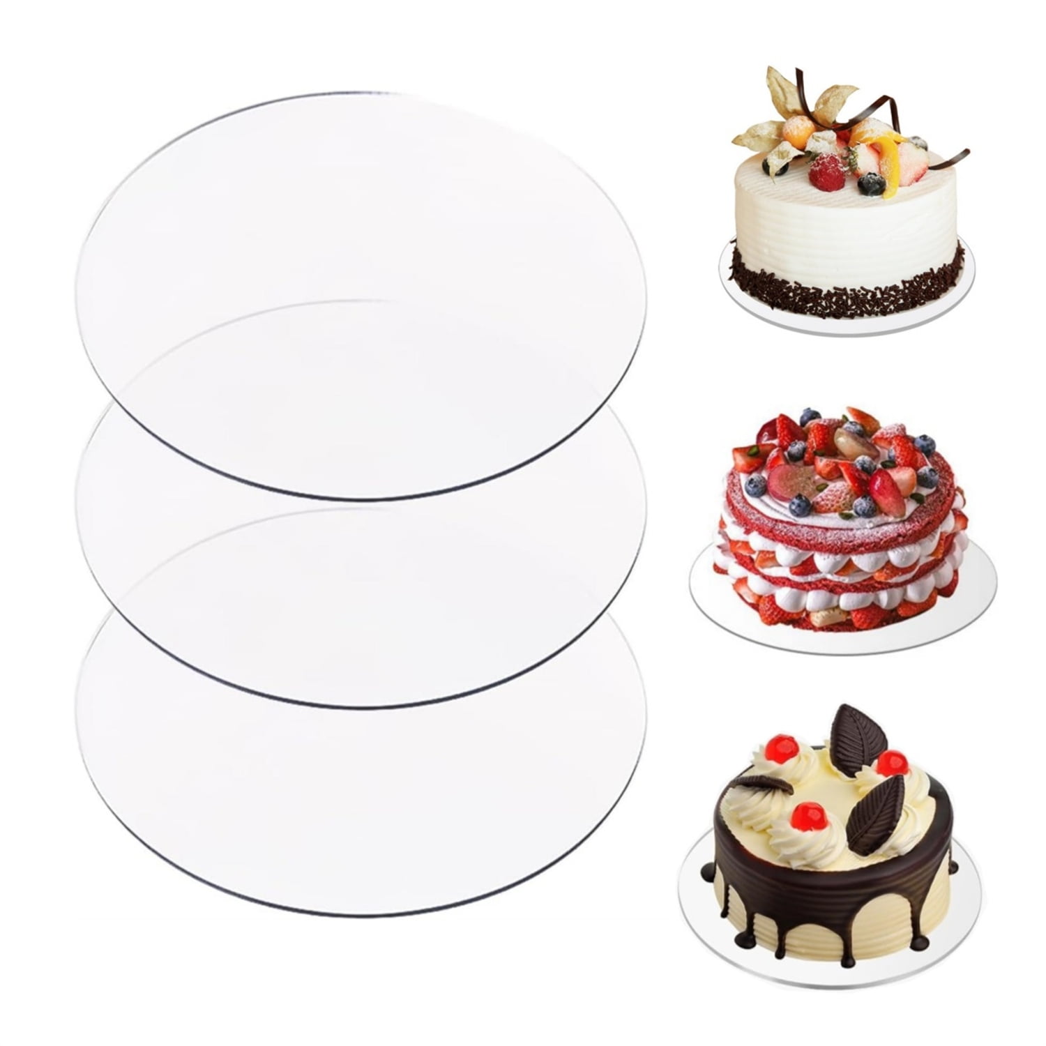 3Pcs Acrylic Round Cake Boards, Dingrich 10in Diameter Cake Plate ...