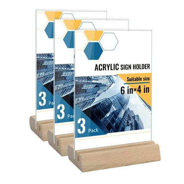 12 Pack Acrylic Sign Holder Gold Borders,4x6 Double Sided Clear Frame ...