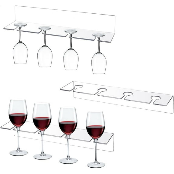 3Pcs Acrylic Wine Glass Holders Wall Mounted Wine Glass Storage Shelves ...