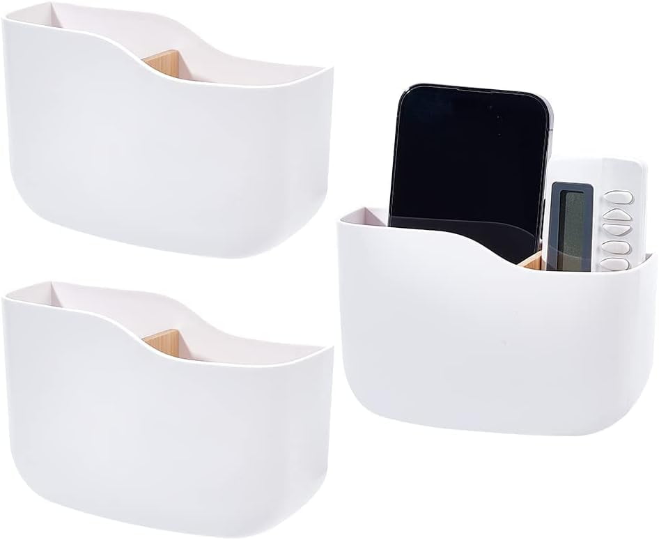 3Pcs Adhesive Wall Mount Control Holder No Punching Phone Organizer Box ...