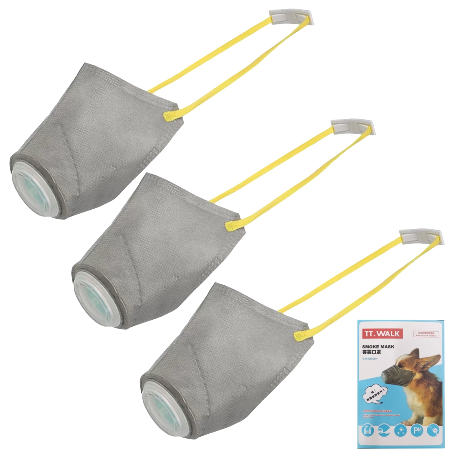 3Pcs Adjustable Dog Gas Mask Reusable Dog Muzzles Breathable Dog Air ...