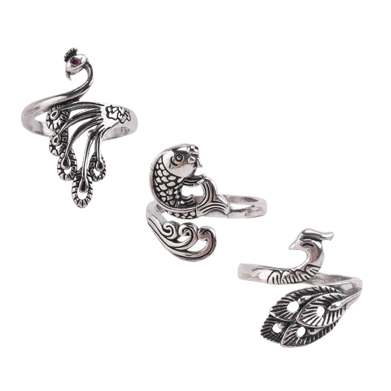 3Pcs Adjustable Knitting Loop Ring- Goldfish Open Finger Ring,Crochet ...