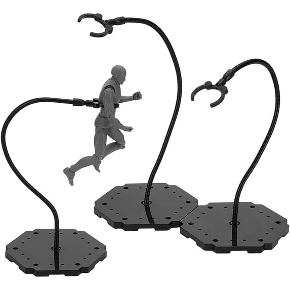 3Pcs Adjustable Snake Bones Action Figure Stand Black with Base Plastic ...