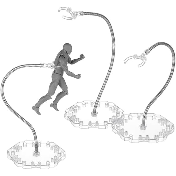3Pcs Adjustable Snake Bones Action Figure Stand Clear with Base Plastic ...