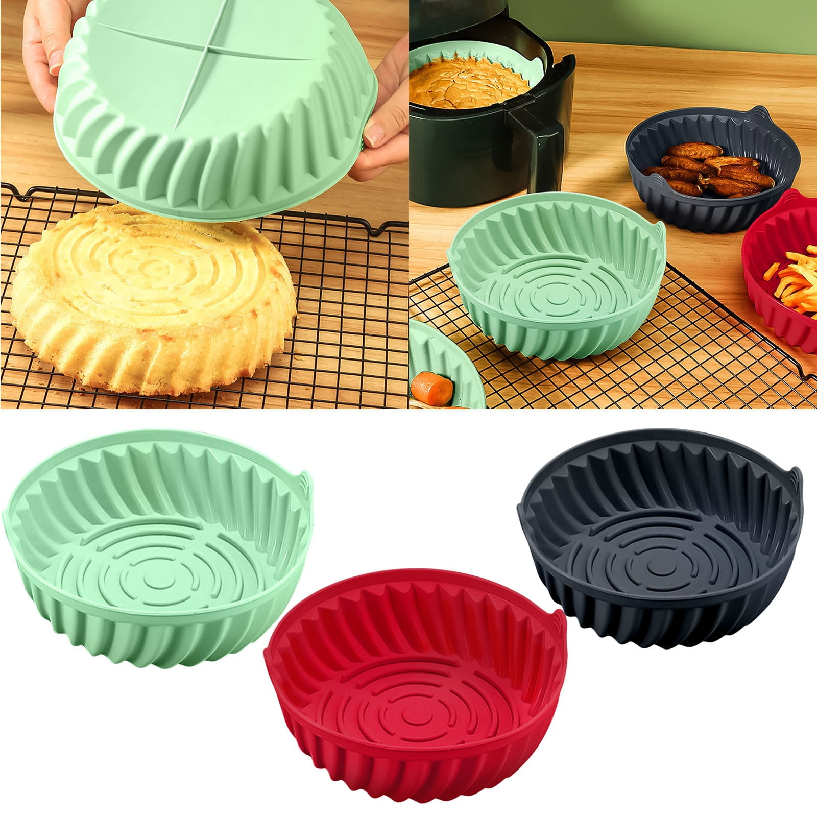 3Pcs Air Fryer Silicone Liner, Yannianjz Air Fryer Silicone Liner ...