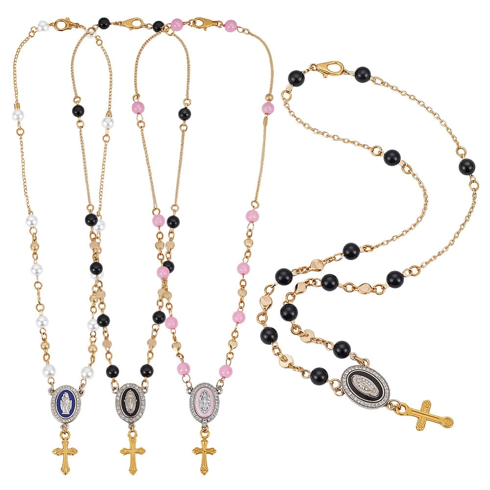 3Pcs Alloy Enamel & Acrylic Pendant Decoration with Brass Chain and ...