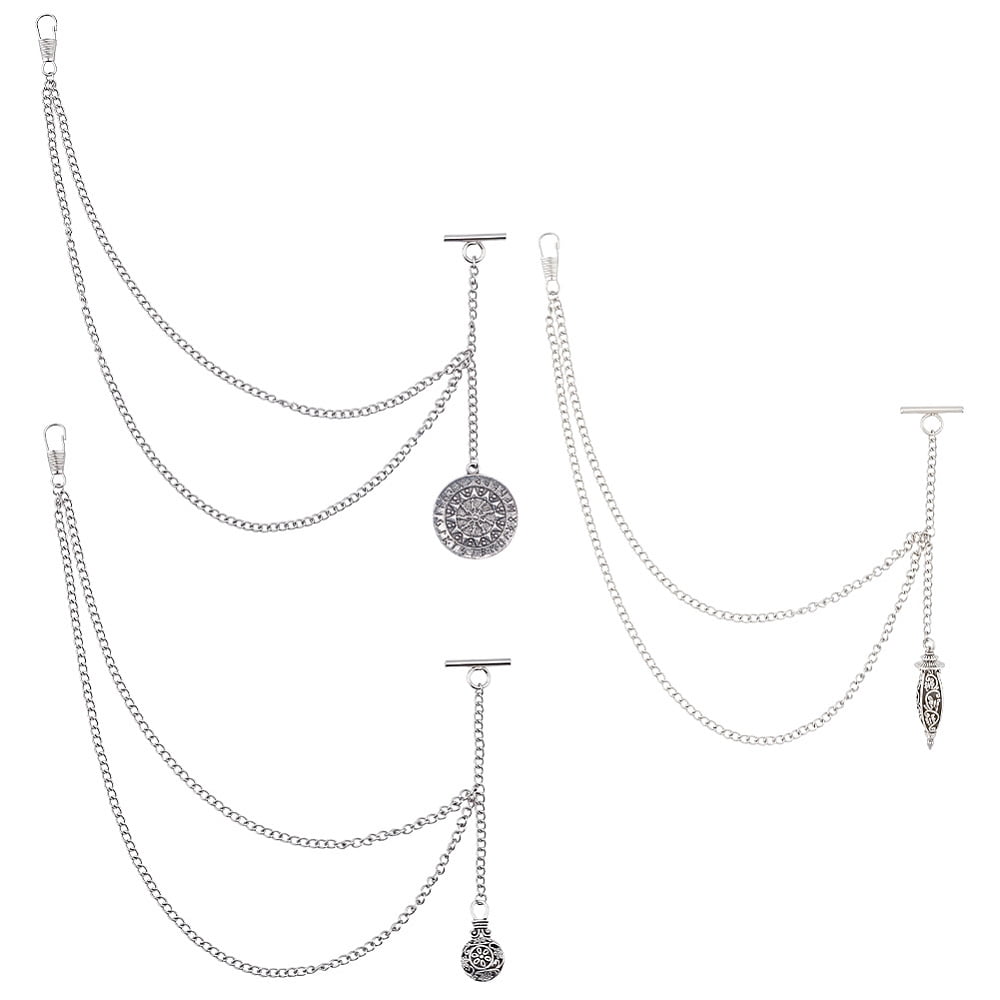 3Pcs Alloy Locket Pendant Decorations with Iron Twisted Chains & Key ...