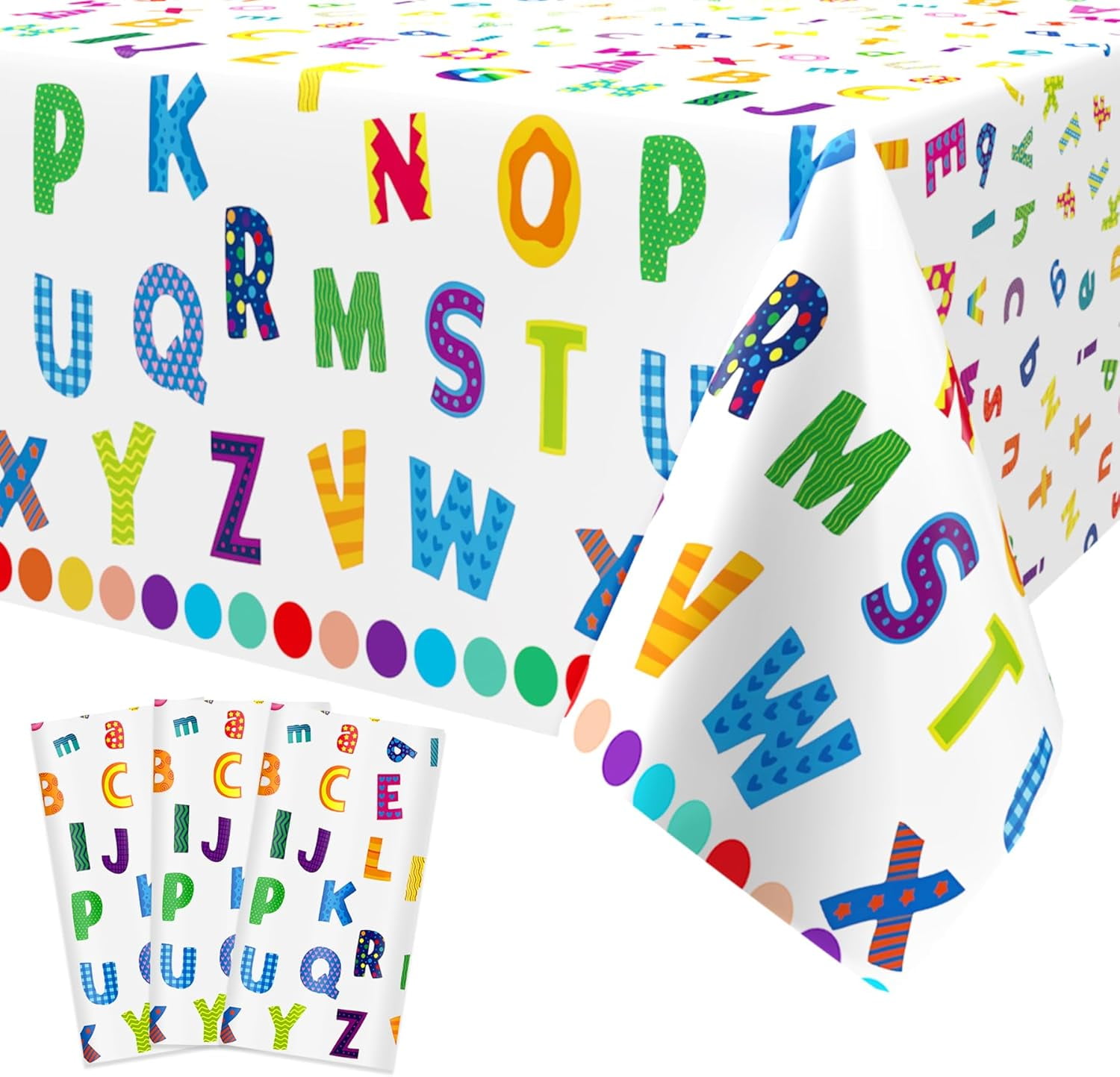 3Pcs Alphabet Plastic Tablecloth, 54 x 108 Inch Educational ABC ...