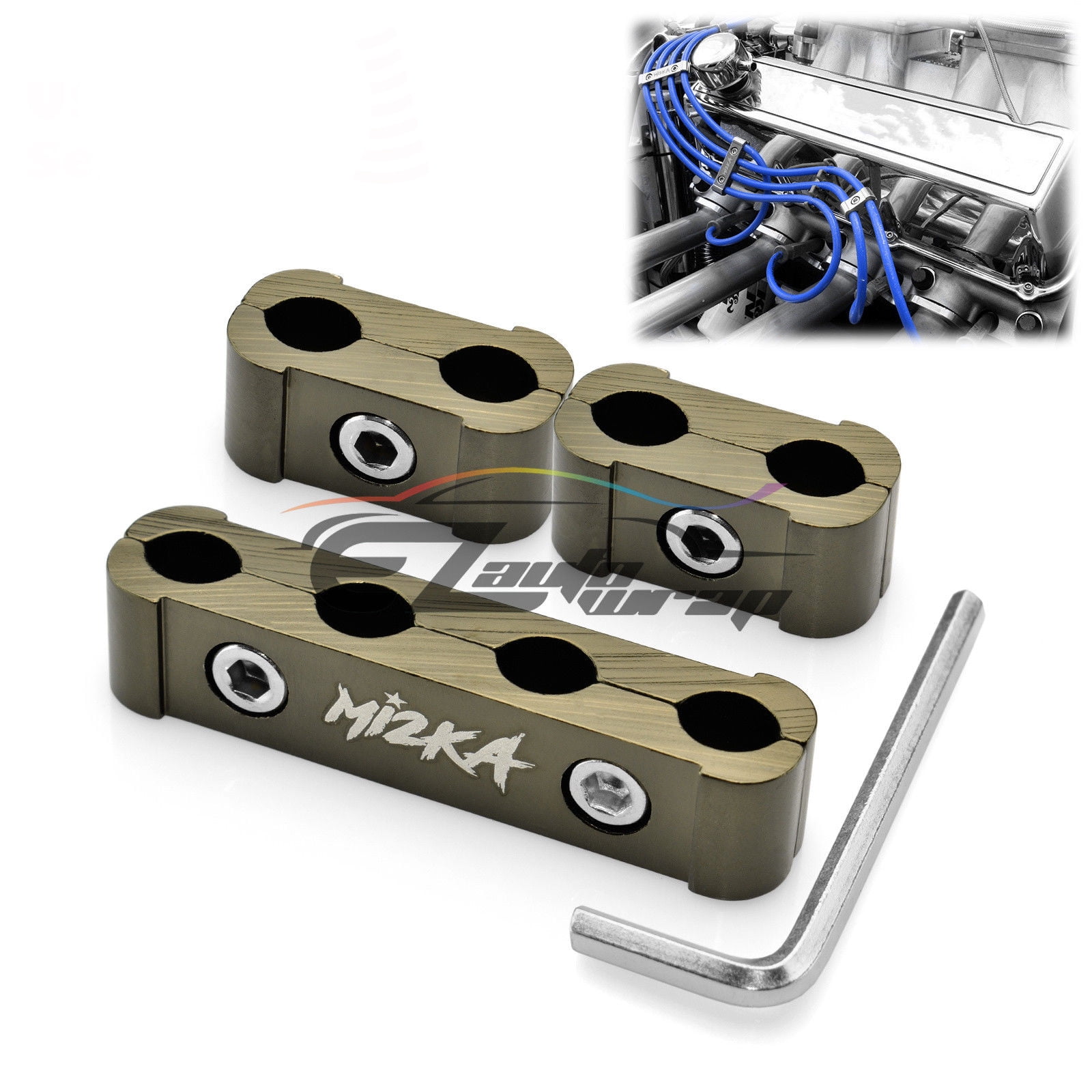 3Pcs Aluminum Engine Spark Plug Wire Separator Divider Organizer Clamp ...